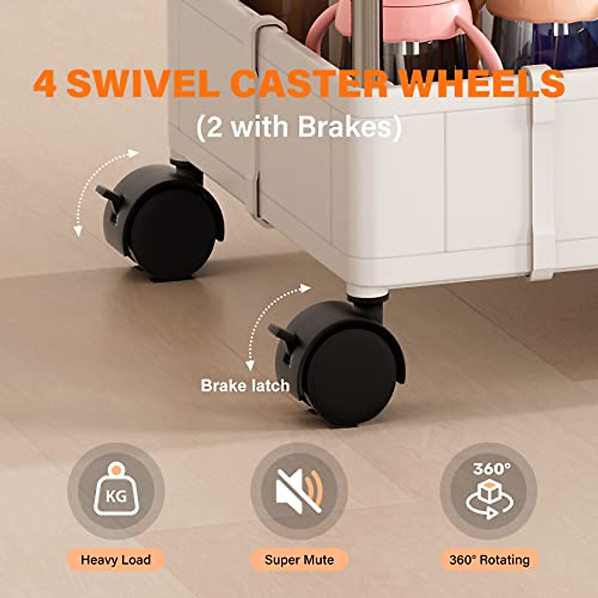 Volnamal Baby Diaper Caddy, Plastic Baby Diaper Holder Organizer – Baby Diaper Organizer for Nursery Diaper Cart for Diapers, Bottles, Toys & Baby Wipes