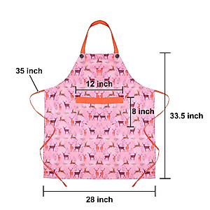 Zihuatailor Lightweight Waterproof Apron for Dog Grooming Bathing, Washing Dishes, Cute Deer Apron for Dog Groomer Bather - A