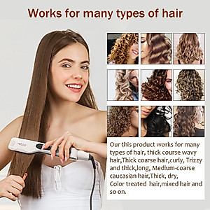 MKBOO Hair Straightener with Steam, Salon Professional Nano Titanium Ceramic Steam Flat Iron with Removable Comb+Digital LCD+5 Level Adjustable Temperature+Auto Temperature Lock Black