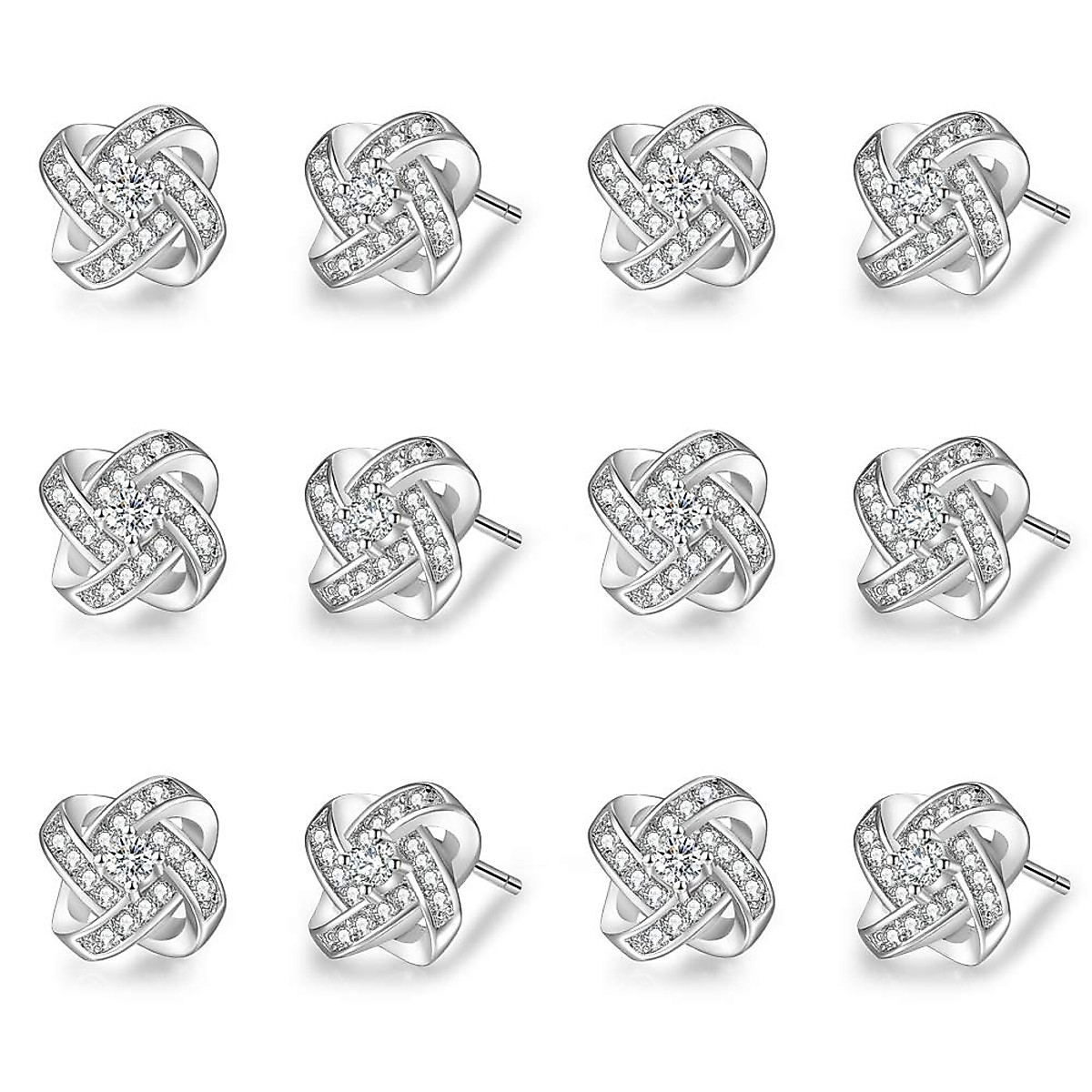 DHQH Bridesmaids Gift Set of 6 or 4 Stud Earrings Rose Gold Knot Bridesmaid Earring for Women I Couldn’t Tie a Knot Without You Wedding Proposal hypoallergenic Jewelry