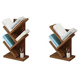 Lydia88 Tree Bookshelf，4-Layer Floor Standing Bookshelf，The Desktop Bookshelf Can Hold Books，Magazines, CDs and Photo Albums，Desktop Organizer，Office Storage Rack Real Wooden Bookshelf