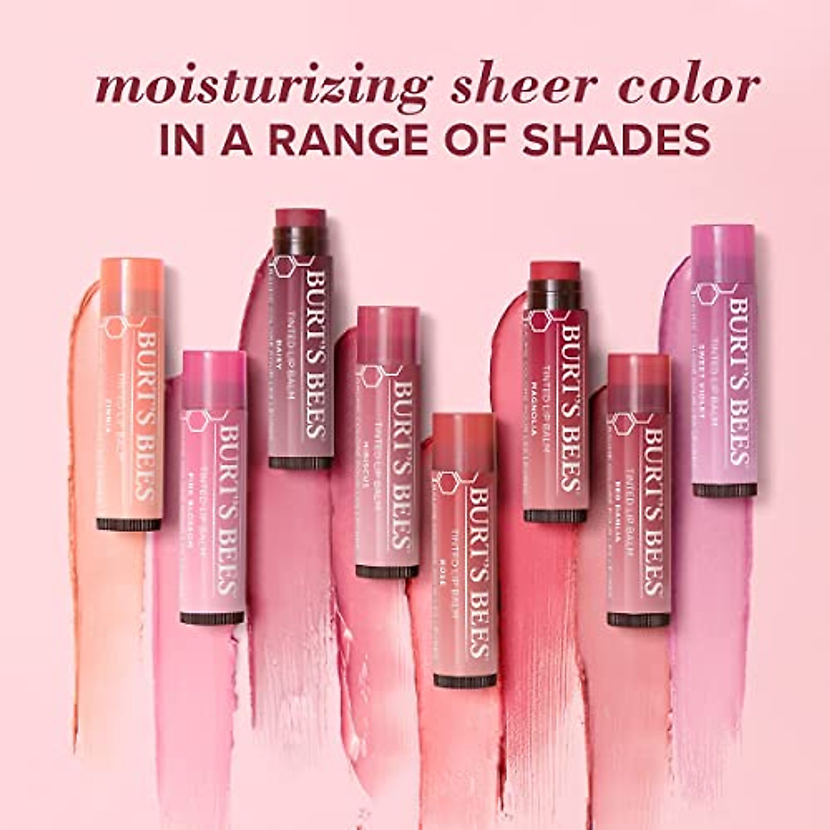 Burt's Bees Lip Balm Easter Basket Stuffers, Tinted Moisturizing Lip Care Spring Gift for Women, for Dry Lips, 100% Natural, with Shea Butter, Hibiscus (2 Pack)