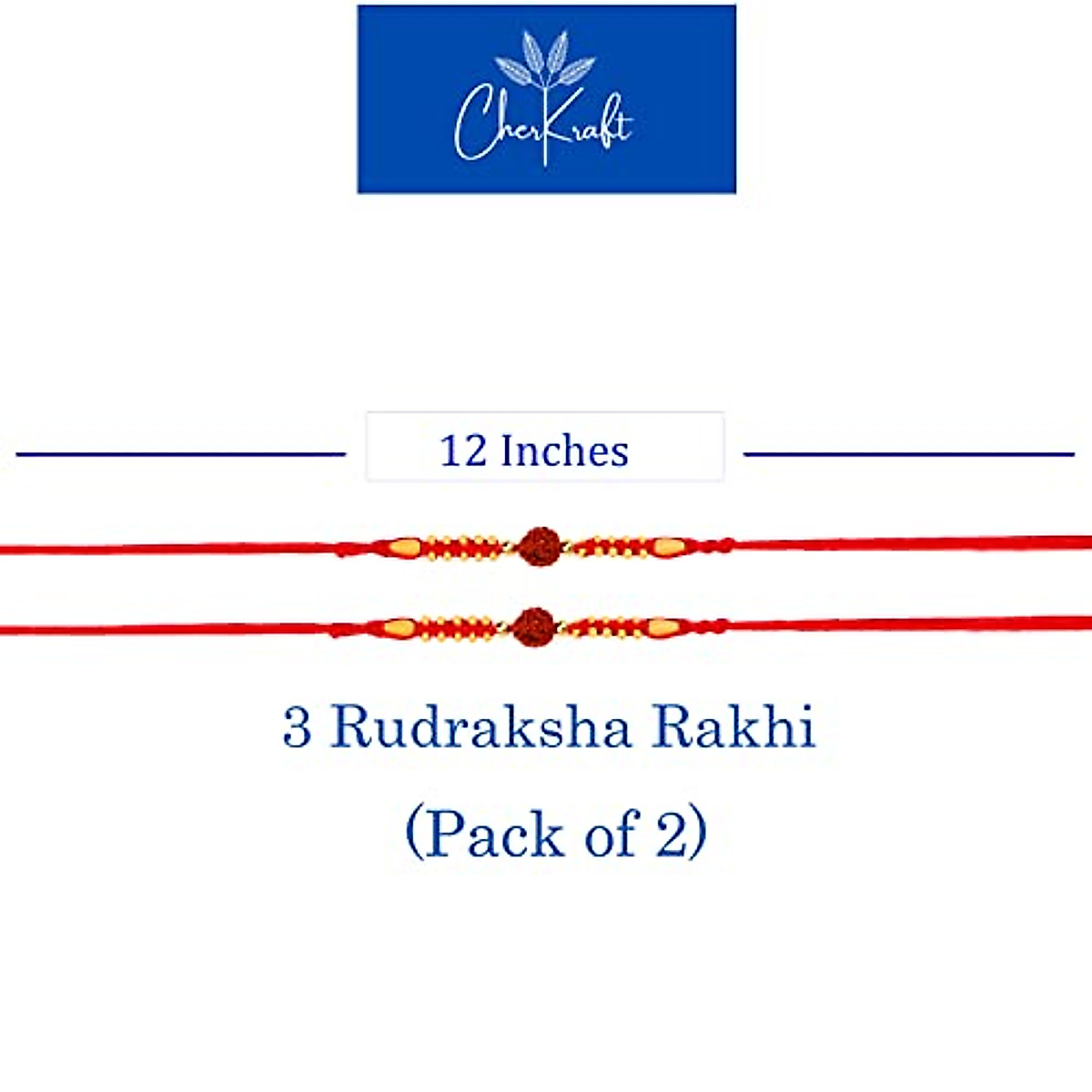 CHERKRAFT Rakhi for Brother Thread for Men/Boy Raksha Bandhan Rudraksha Rakhi Set of 2 (Small Rudraksha 1)