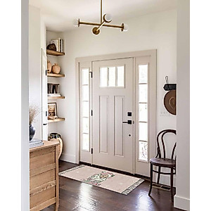 Runner Rug for Hallway 2x6ft, Merry Christmas Cute Pink Santa Washable Runner Rugs with Tassels Woven Floor Carpet Runners for Hallways Kitchen Laundry Entryway