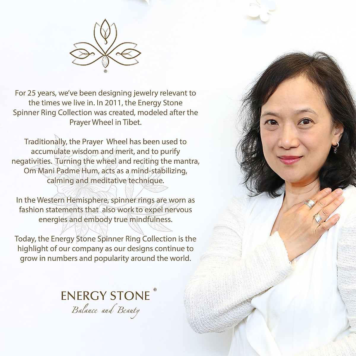 ENERGY STONE 925 Sterling Silver Simple Heart Meditation Spinner Ring (Style US68) (8.5)