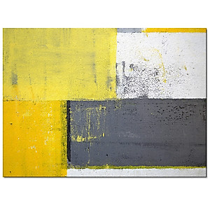KITHOME Non-Slip Area Rug Abstract Geometric Yellow Gray White Oil Painting Printed Rugs, Rubber Backing Floor Mats Absorbent Indoor Area Rug Carpet for Living Room Indoor 3'x2'