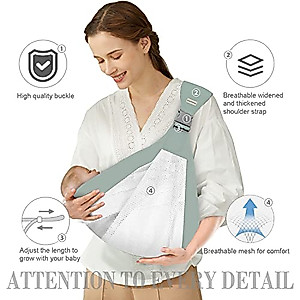 Adjustable Baby Sling Carrier for Newborn, Breathable Mesh One Shoulder Baby Holder Carrier, Baby Slings for Toddler Up to 45lbs (Blue Gray)