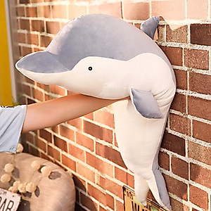 Levenkeness Dolphin Plush Hugging Pillow, Soft Large Dolphins Stuffed Animal Toy Doll Gifts for Kids, Valentine, Christmas, Bedding (19.7")