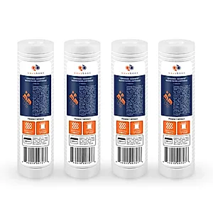 Aquaboon 1 Micron 10" x 2.5" Grooved Sediment Water Filter Replacement Cartridge for Any 10 inch RO Unit, Whole House Sediment Filtration, Compatible with P5, AP110, WFPFC5002, CFS110, RS14, 4-Pack