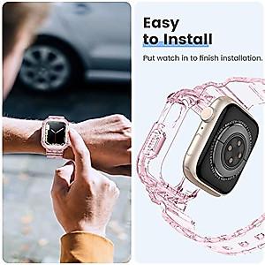 Tensea for Apple Watch Band 38mm 40mm 41mm 42mm 44mm 45mm for Women Men, iWatch Band with Protective Bumper Case, Cute Soft Sport Strap, Cool Wristband Accessories for SE2 Series 8 7 SE 6 5 4 3 2 1