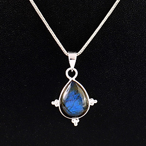 natural blue fire teardrop labradorite 925 sterling silver wedding pendant jewelry