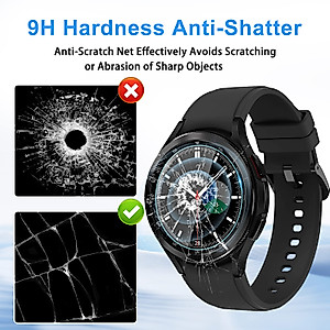 Suoman 2+2-Pack for Samsung Galaxy Watch 4 Classic 46mm Screen Protector, Privacy and High-Definition Combination, [Anti-Scratch] Ultra-Thin Tempered Glass Screen Protective Film