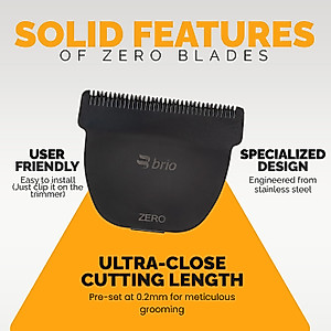Brio Zero Blade Compatible Beardscape V2 & V1 Trimmers, Cuts Extremely Close at 0.2mm, Stainless Steel Blade Perfect for Super Close Cuts, Creating Tight Lines and Cleaning up Mustaches (Black)