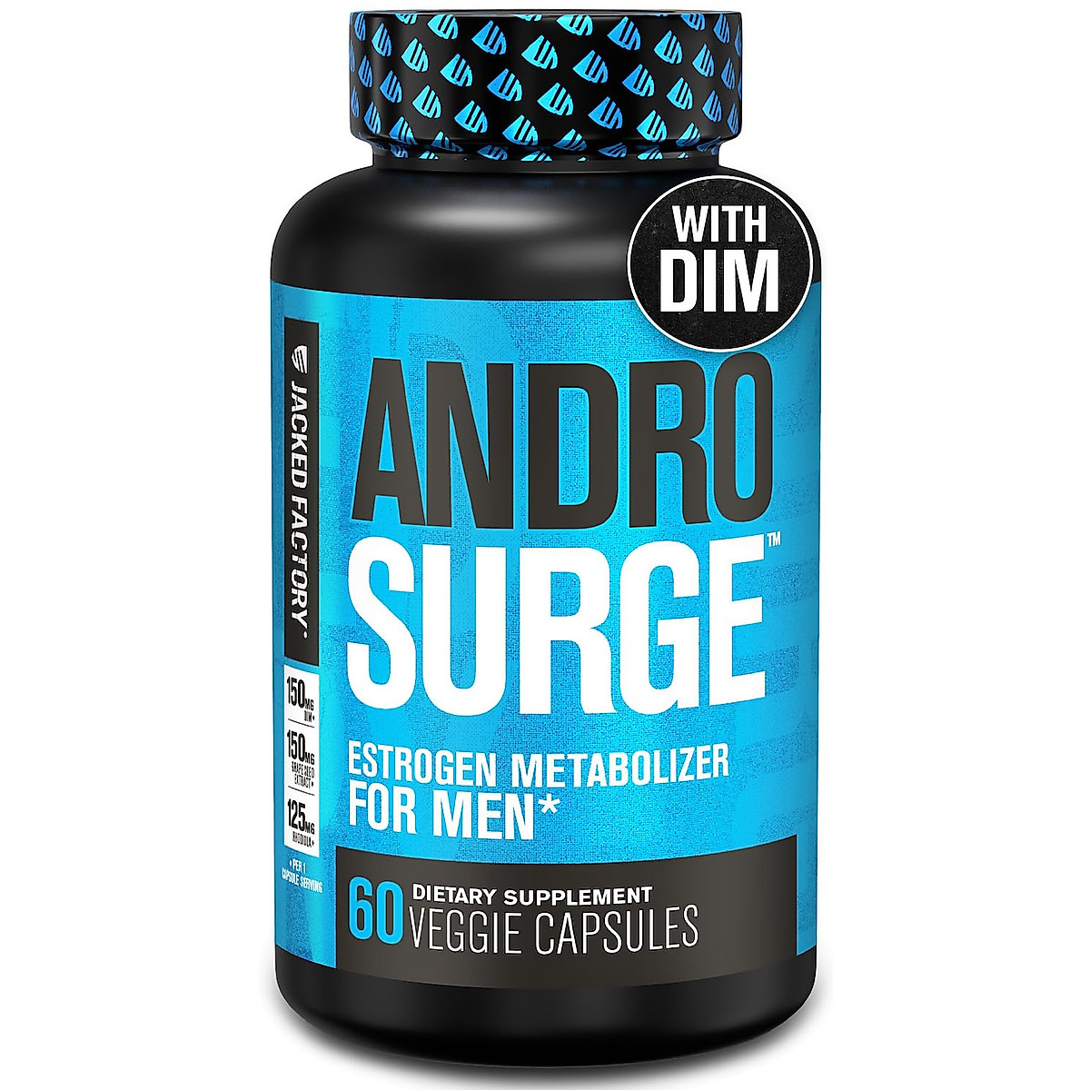 Androsurge Estrogen Blocker for Men - Natural Muscle Builder for Men with DIM, Long Jack, & Grape Seed Extract for Increased Vitality & Performance - 60 Veggie Pills