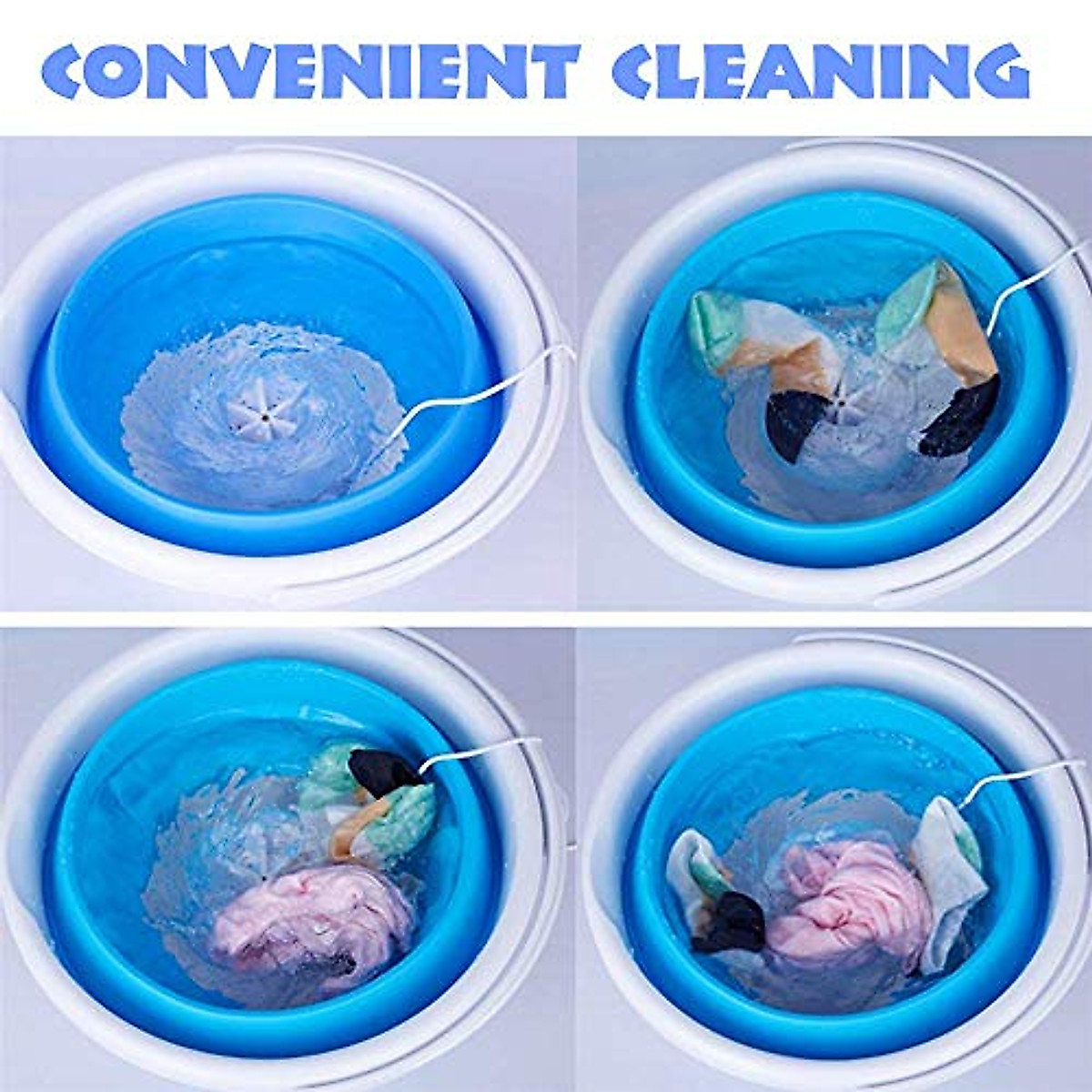 Portable Mini Turbo Washing Machine with Foldable Tub Compact Ultrasonic Turbine Washer Lightweight Travel Laundry Washer USB Powered Camping Apartments Dorms RV Business Trip Clothes (24W) (Blue)