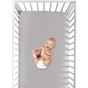 Solid Grey Baby or Toddler Fitted Crib Sheet for Celestial Collection by Sweet Jojo Designs