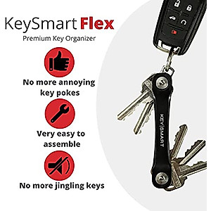 KeySmart Flex - Compact Key Holder and Keychain Organizer (up to 8 Keys, Black)