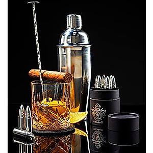 Whiskey Stones Gift Set for Men - Stones Ice Cube for Whiskey - Bourbon Stones Chilling Set - Chill Rocks Whiskey Stones - Stainless Steel Ice Cubes Set - Birthday Gift Set for Dad