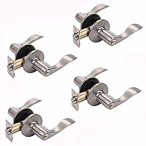 Dynasty Hardware HER-00-US15, Heritage Front Door Entry Lever Lockset, Satin Nickel - (4 Pack) - Keyed Alike