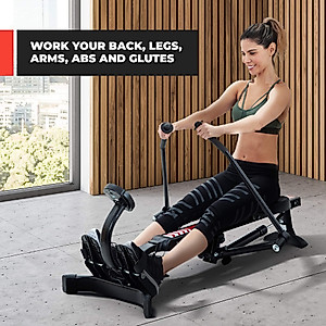 Lanos Hydraulic Rowing Machine | Adjustable Resistance | Rowing Machines for Home Use | LCD Monitor | Compact for Home Workout | Tone Muscle Improve Heart Health