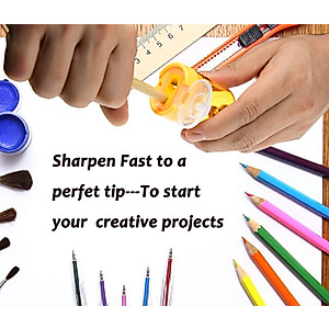 WEKOIL Pencil Sharpener Manual Pencil Sharpener 2 Holes Metal Sharp Blade Crayon XL Sharpener with Large Round Catches Sharpening Regular HB Pencils Graphite Colored Jumbo Pencils Pack of 4