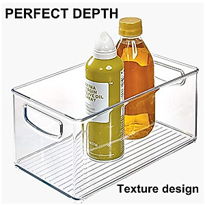 YYDSHEN Fridge Storage Clear Stackable Pantry Bin for Refrigerator, Freezer, Kitchen Cabinet-Free BPA, Plastic Food Organizers Containers, large, yellow