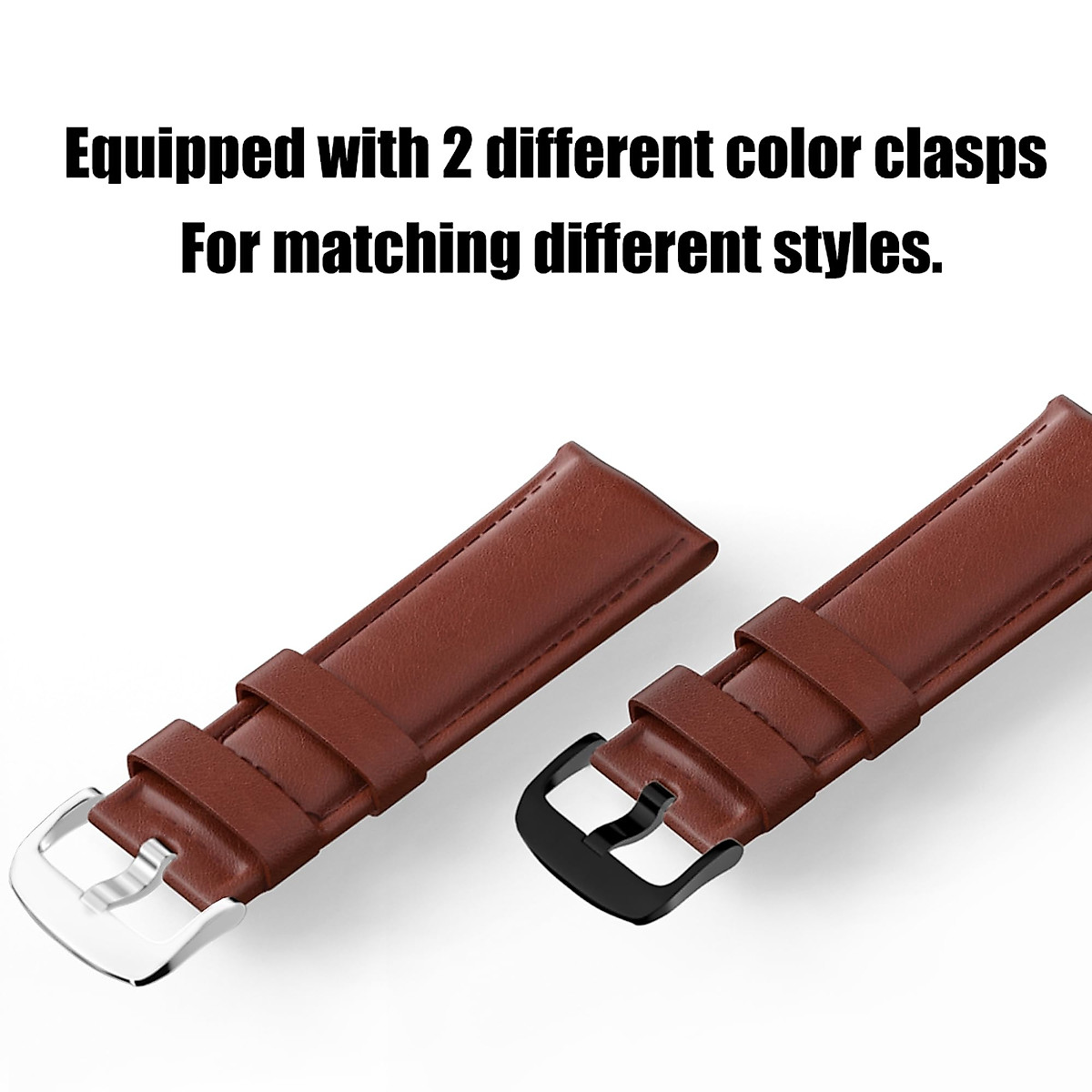 RBIPO 20mm Leather Watch Band Quick Release Strap for Men and Women, Compatible with Timex Fossil Samsung Seiko Citizen