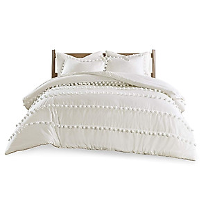 Leona 3 Piece Pom Pom Cotton Duvet Cover Set