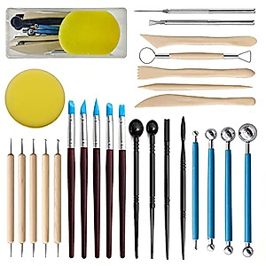Langqun Polymer Clay Tools with Box,27pcs Pottery Tools Kit,Dotting Tools,Ceramic Supplies for Kids and Adults,Sculpting,Modeling,Shaping