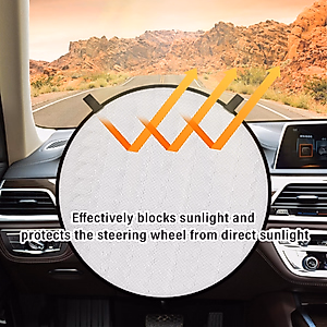 Car Steering Wheel Cover Sun Shade,3 Layers Thickened Foil Car Heat Shield for Steering Wheel,Universal Car Accessories Cooling Steering Wheel Cover for Car Truck SUV Van