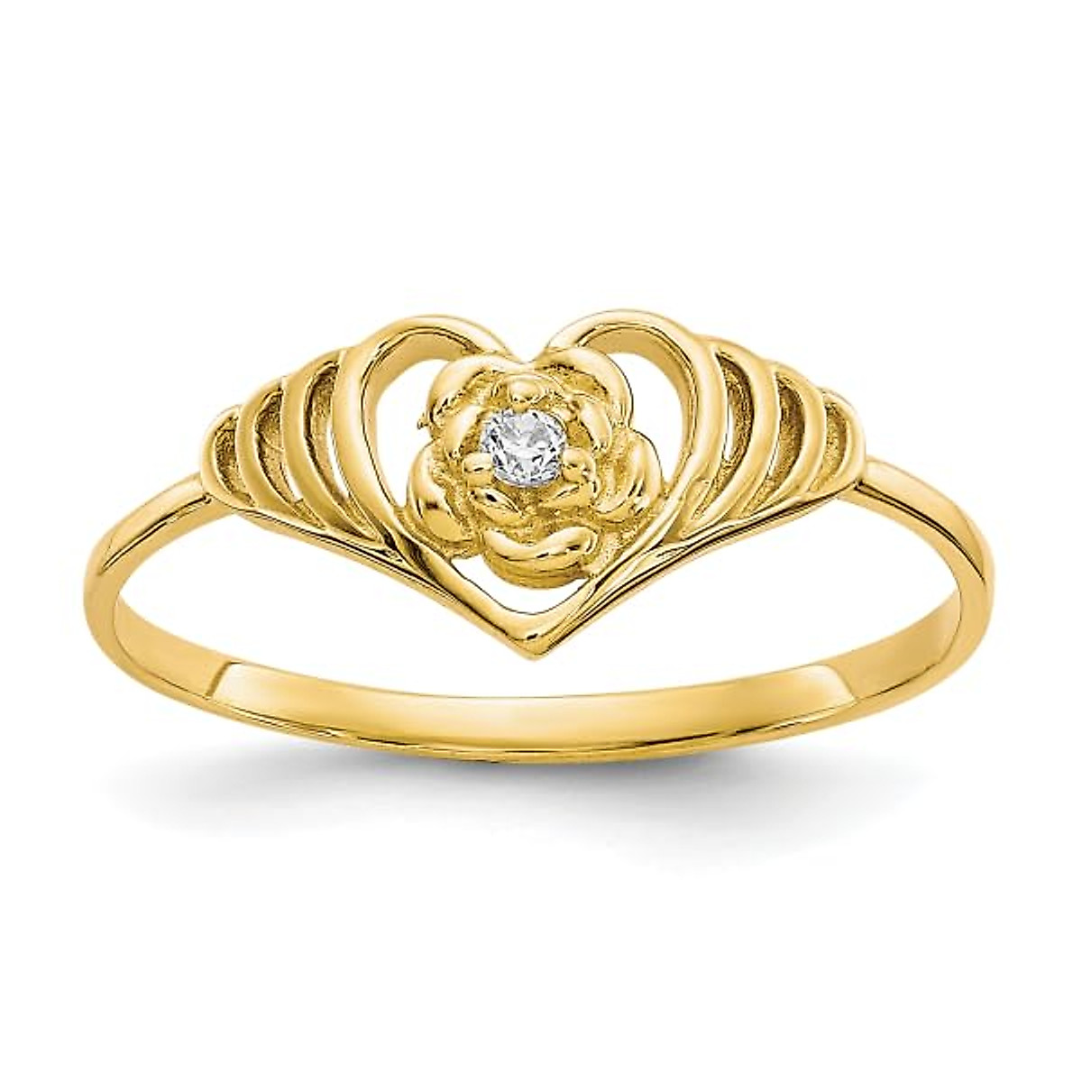 IceCarats 10K Yellow Gold Cubic Zirconia CZ Heart Love Ring Size 6