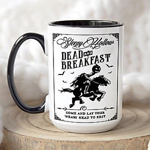Sleepy Hollow Dead and Breakfast Coffee Mug, Spooky Coffee Cup Halloween Coffee Mugs, Retro Halloween Coffee Mug, 15oz Novelty Ceramic Coffee Mug, Halloween Coffee Cups Ceramic, Fall Coffee Mug