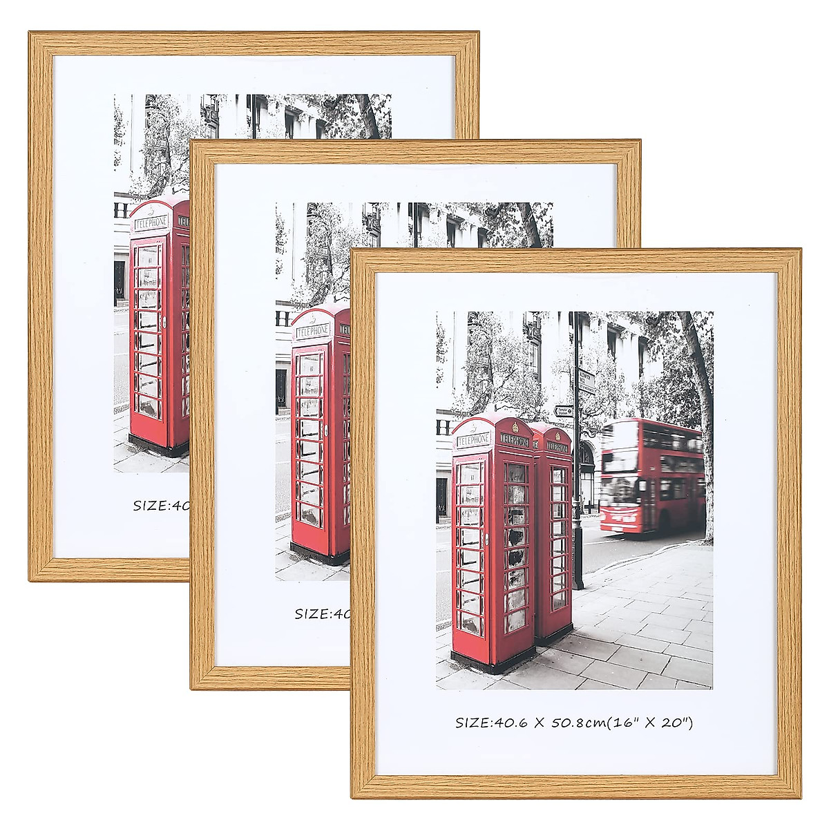 SEEDLING PHOTO FRAME 16x20 Frames Set of 3, 16x20 Picture Frames for Wall, Wooden Poster Frames with Plexiglass for Prints, Poster, and Art (Natural Wood)