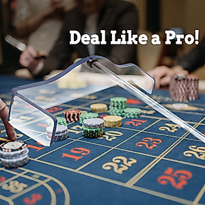 MrCarbon Acrylic Chip Rake, Fully Transparent, Casino Grade Pro Rake for Blackjack,Texas Hold'em,Telescopic Roulette Casino Poker