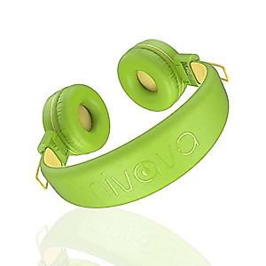 NIVAVA Kids Headphones, K8 Wired Headphones for Kids with Adjustable Headband 3.5 MM Jack for School, Foldable On-Ear Headset for Girls Boys Kindle Tablet Cellphones Airplane Travel (Green Yellow)