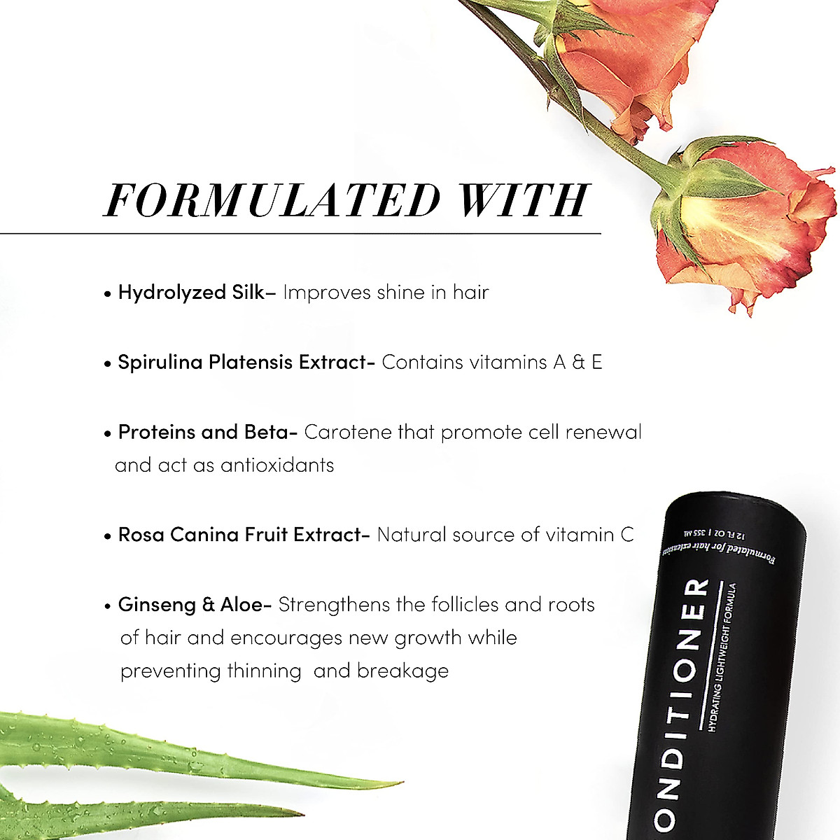 Hair Extension Shampoo & Conditioner by The Hair Shop, Gentle Cleansing & Hydrating Formula Designed for Hair Extension, Paraben-Free, Color-Safe, Vegan, Infused with Chamomile Rosemary, Aloe, Cucumber, Vitamins, Proteins & Biotin