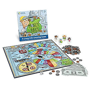 Learning Resources Pizza Fraction Fun Game, 13 Fraction Pizzas, 67 Piece Game, Ages 6+ & Money Bags Coin Value Game, Money Recognition, Counting Game, Easter Toys