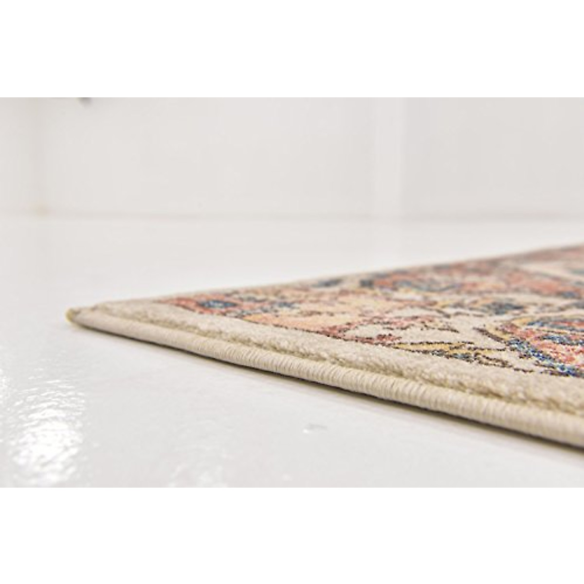 Unique Loom Oslo Collection Distressed Botanical Medallion Beige Runner Rug (3' x 13')