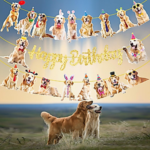 Golden Retriever Birthday Decorations 3Pcs Golden Retriever Birthday Party Banners Dog Birthday Decorations Puppy Dog Party Banners for Dog Birthday Party Supplies