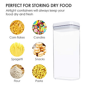 Airtight Food Storage Containers, Vtopmart 4 Pieces Large BPA Free Plastic Spaghetti Containers with Easy Lock Lids, for Kitchen Pantry Organization and Storage, Include 24 Labels (White,