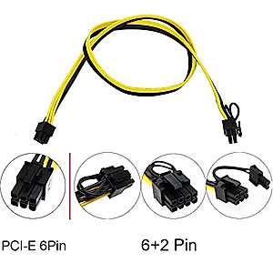 S-Union Ethereum ETH ZEC Mining Power Supply 12V GPU/PSU Breakout Board + 12pcs 16AWG PCI-E 6Pin to 6+2Pin Cables 27.5Inch Length(70CM, with 5 Nylon Cable Ties)