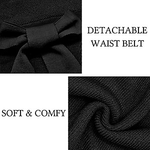 Mansy Women's Sexy Cocktail Batwing Long Sleeve Backless Mock Wrap Knit Sweater Mini Dress (L, Black)