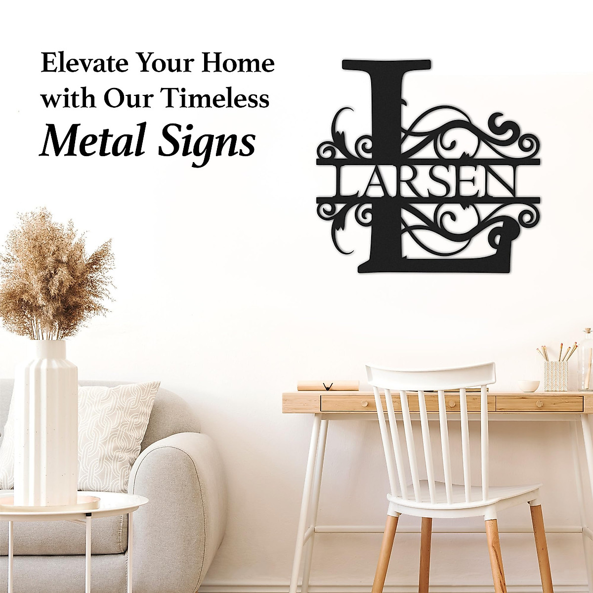 Last Name Signs for Home - Custom Family Name Sign & Personalized Metal Name Sign - Monogram Sign for Indoor or Outdoor Home & Wall Decor, Cabin, Baby Room - Housewarming & Wedding Gifts - House Decor