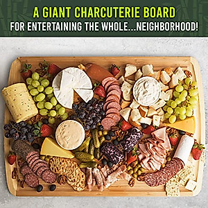 30 x 20 Bamboo Extra Large Cutting Board - Wooden Stove Top Cover Noodle Board - Meat Cutting Board for BBQ - Turkey Carving Board - Extra Large Charcuterie Board - Over the Sink Cutting Board