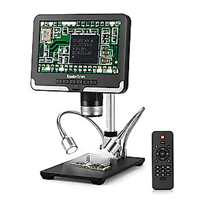 7 inch LCD Digital USB Microscope Angle Adjustable with Remote Control,Koolertron 12MP 1920x1080 30fps Video Recorder Image Flip/Reverse Color/Black & White for Circuit Board Repair Soldering PCB Coin