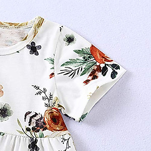 SANMIO Toddler Girl Clothes, Baby Girl Outfits Cute Floral Long Sleeve Ruffle Shirt and Jeans Pants Fall Winter Clothing Set