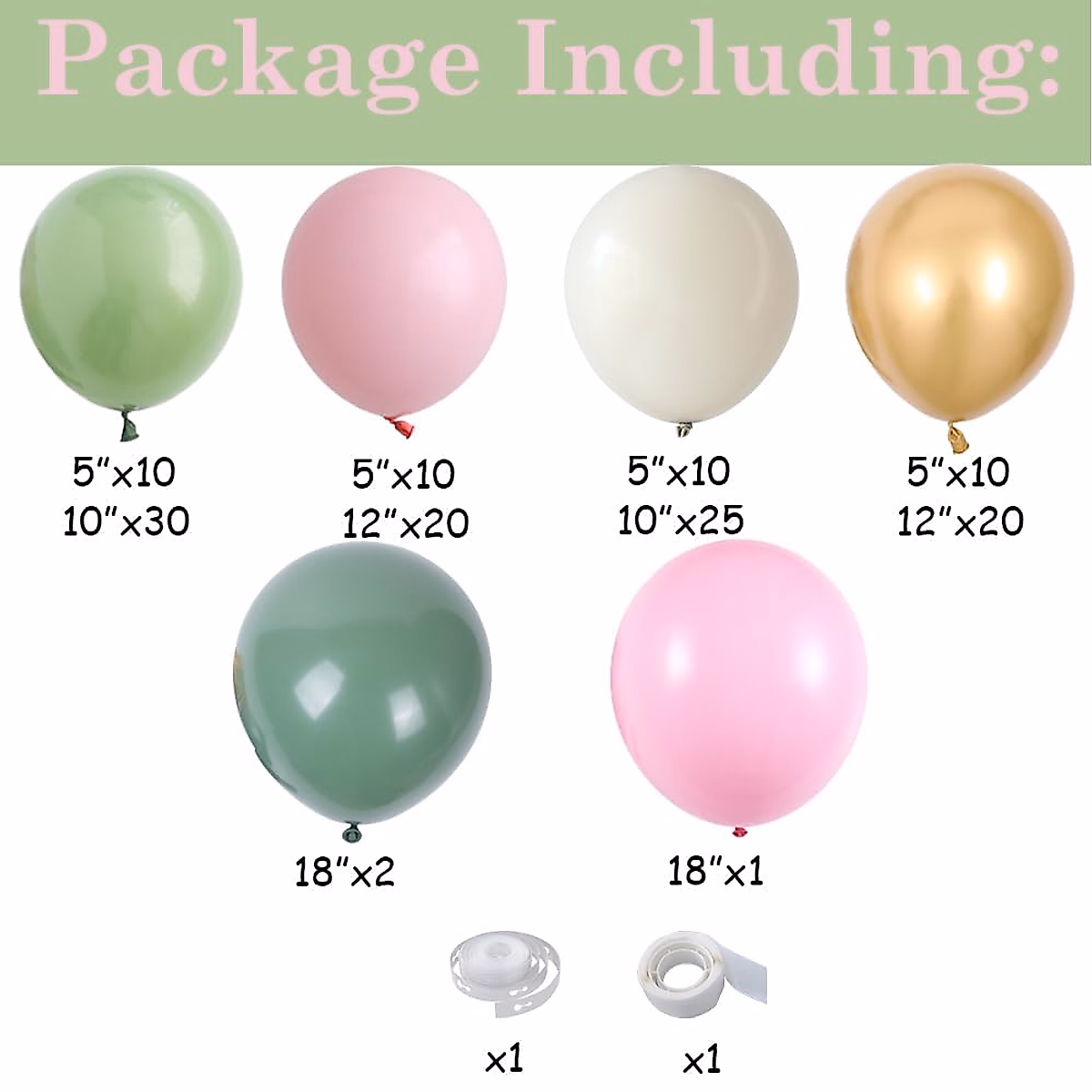 Sage Green Pink Balloon Arch Garland Kit,137pcs Blush Pastel Pink and Sage Green White Sand Gold Balloons for Boho Girls Woodland Baby Shower Wedding Jungle Safari Birthday Party Decorations