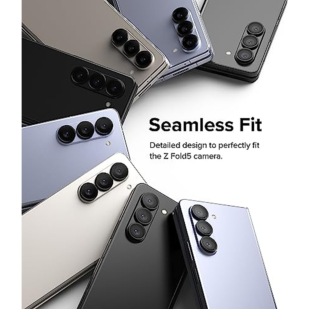 Ringke Camera Lens Frame Glass Compatible with Samsung Galaxy Z Fold 5 Camera Lens Protector, Tempered Glass Covers and Aluminum Alloy Frames - Black