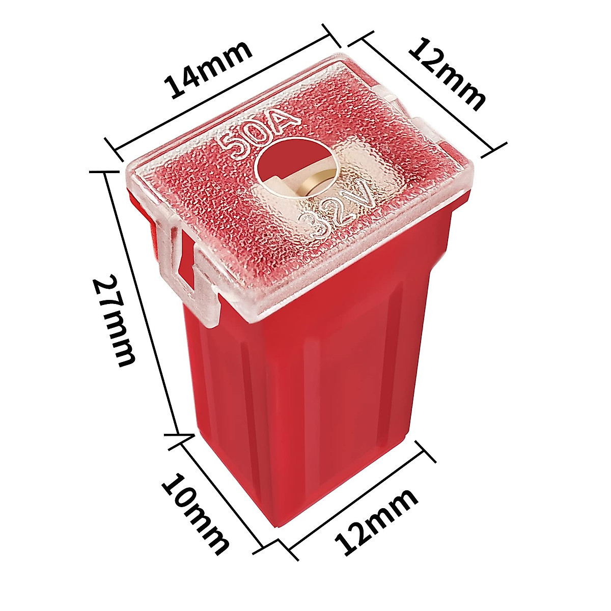 MuHize Shaped Assorted Fuses - Upgraded Tall/Standard Profile Automotive Box Shaped Fuse Kit, Fuse Female Assortment 20A 30A 40A 50A 60A (Each 6) for Ford Chevy, Cars and SUVs