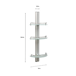 Organize It All Mounted 3 Tier Half Moon Bathroom Glass with Stainless Steel Rail Shelf